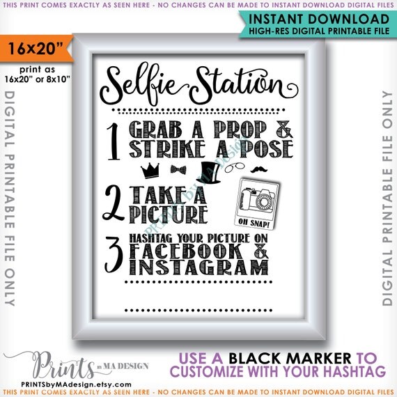 Selfie Station Sign Share your pic on Social by PRINTSbyMAdesign