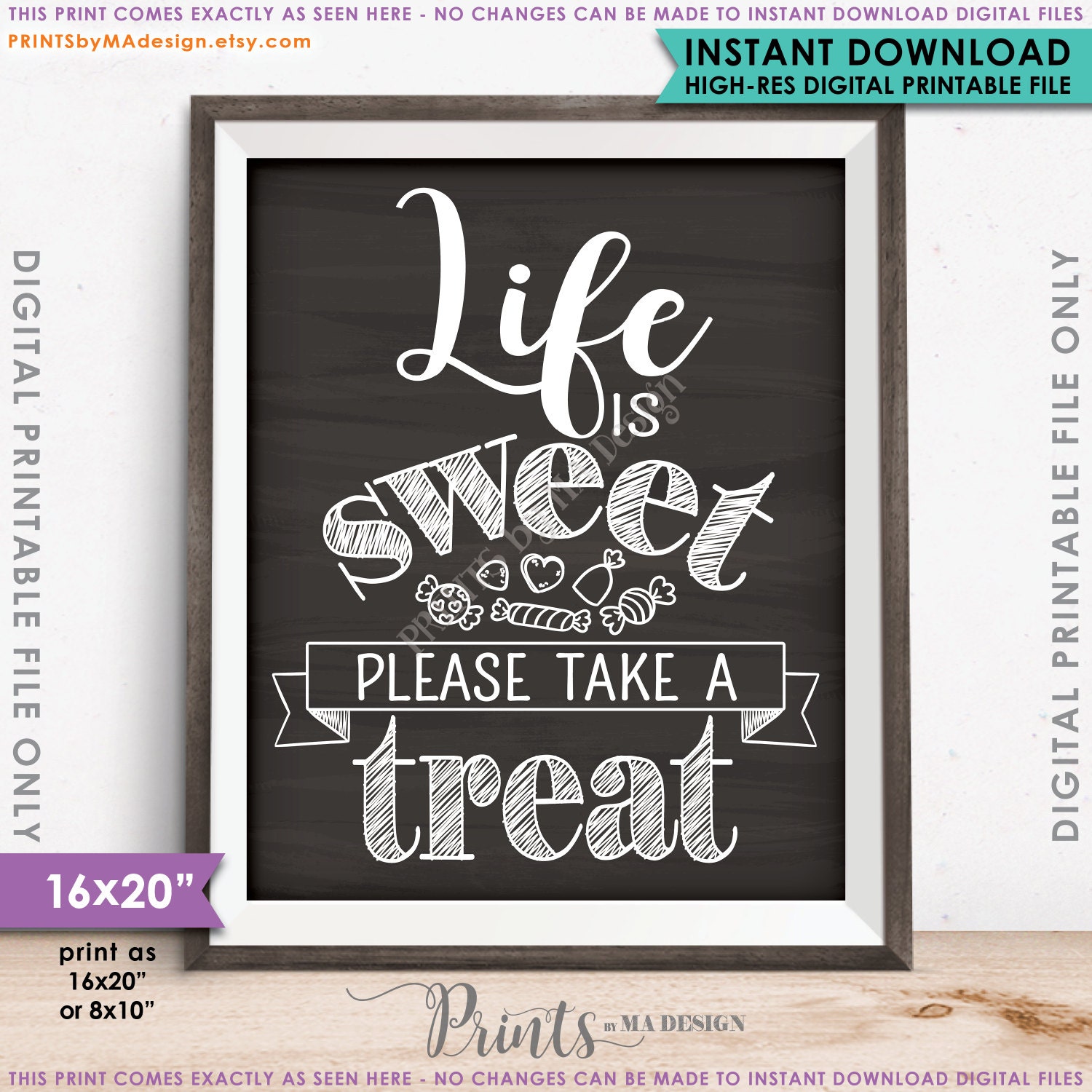 Life is Sweet Please Take a Treat Sign, Sweet Treat Sign, Candy Bar ...