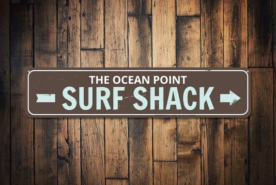 Surf Shack Arrow Sign Personalized Ocean Location Sign