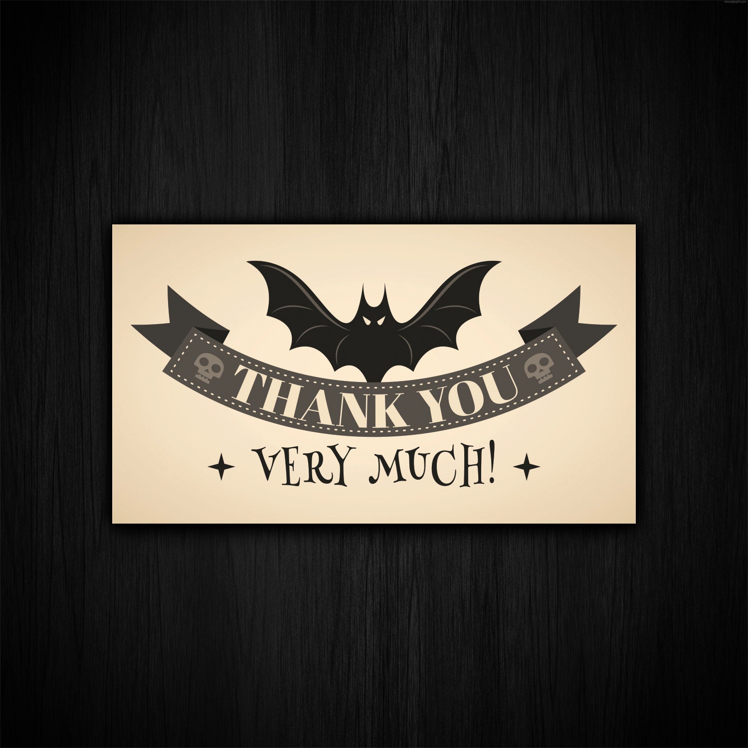 Creepy Gothic Bat Horror Thank You Cards Christmas Gift