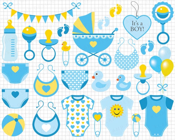 Baby Boy Clipart: Blue Baby Boy Clip Art Scrapbook