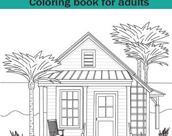 Beach coloring page | Etsy
