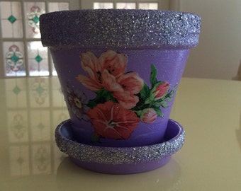 Glitter flower pot | Etsy