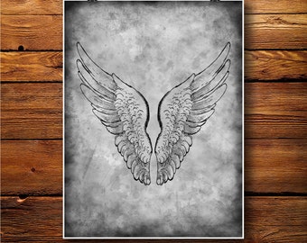 Unique angel wings art related items | Etsy
