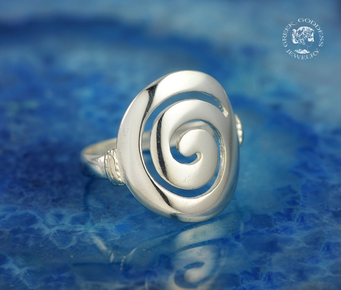 spiral silver ring spiral ring greek ring spiral spiral