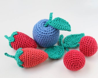 Crochet plums Crochet berries play food soft by KnittingWithSoul
