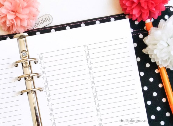 Printed two column checklist To-do list insert by DearPlanner