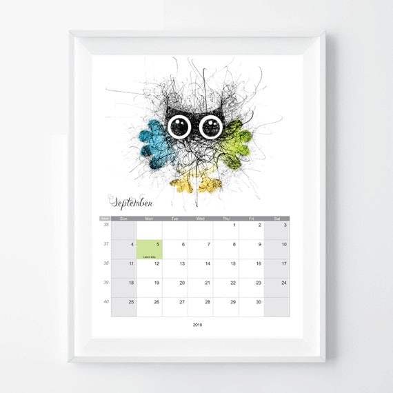 February Owl Calendar
