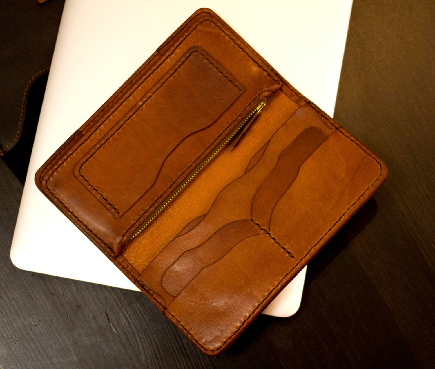 Long Trucker Wallet Long Wallet Hand Stitched Vegetable