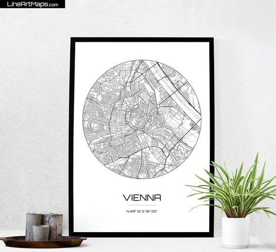 Vienna Map Print City Map Art of Vienna Austria Poster