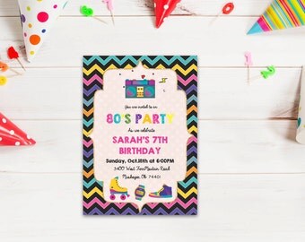 80s party invitation | Etsy