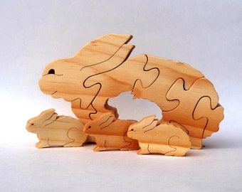 Wooden rabbit toy | Etsy