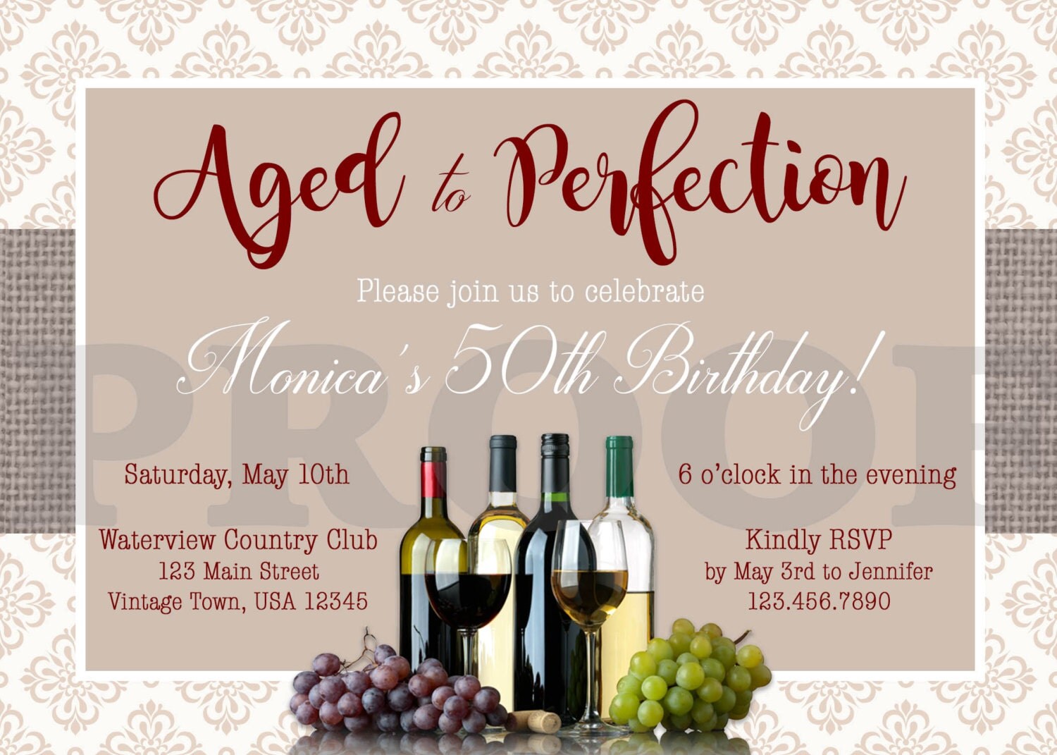 Aged To Perfection Invitation Wine Birthday Invitation Adult