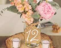 Popular items for burlap table numbers on Etsy