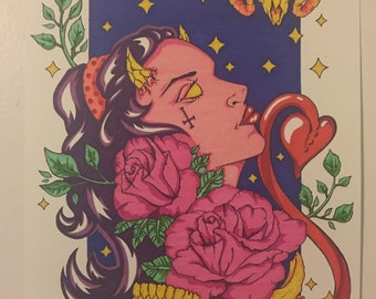 Unique devil woman art related items | Etsy