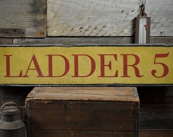 Hook & Ladder Co. Wood Sign Custom Fire Station Location City