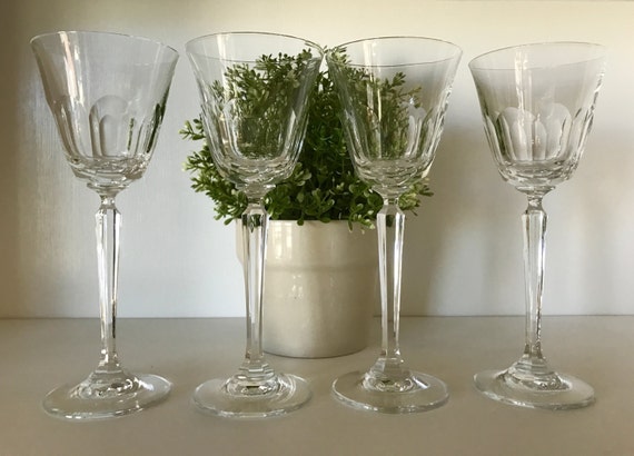 Set of Four Mikasa Crystal Wine Glasses in the Ashley Pattern