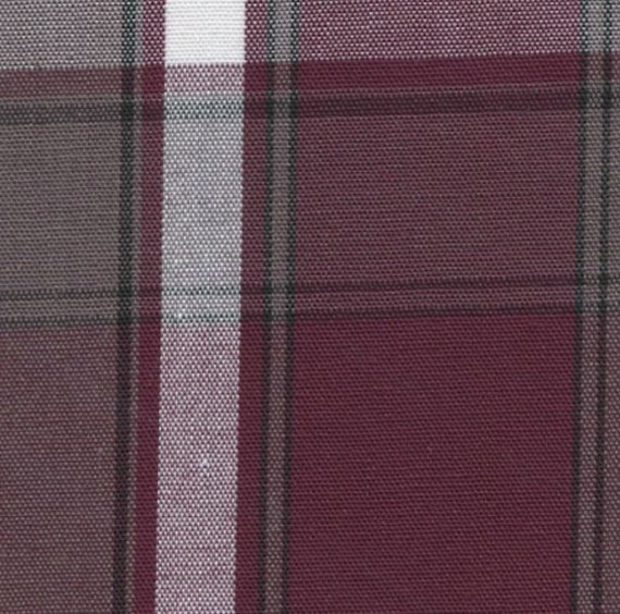 Wine Gray White Maroon Plaid Cotton Blend Drapery Apparel