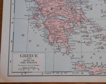 Old map of greece | Etsy