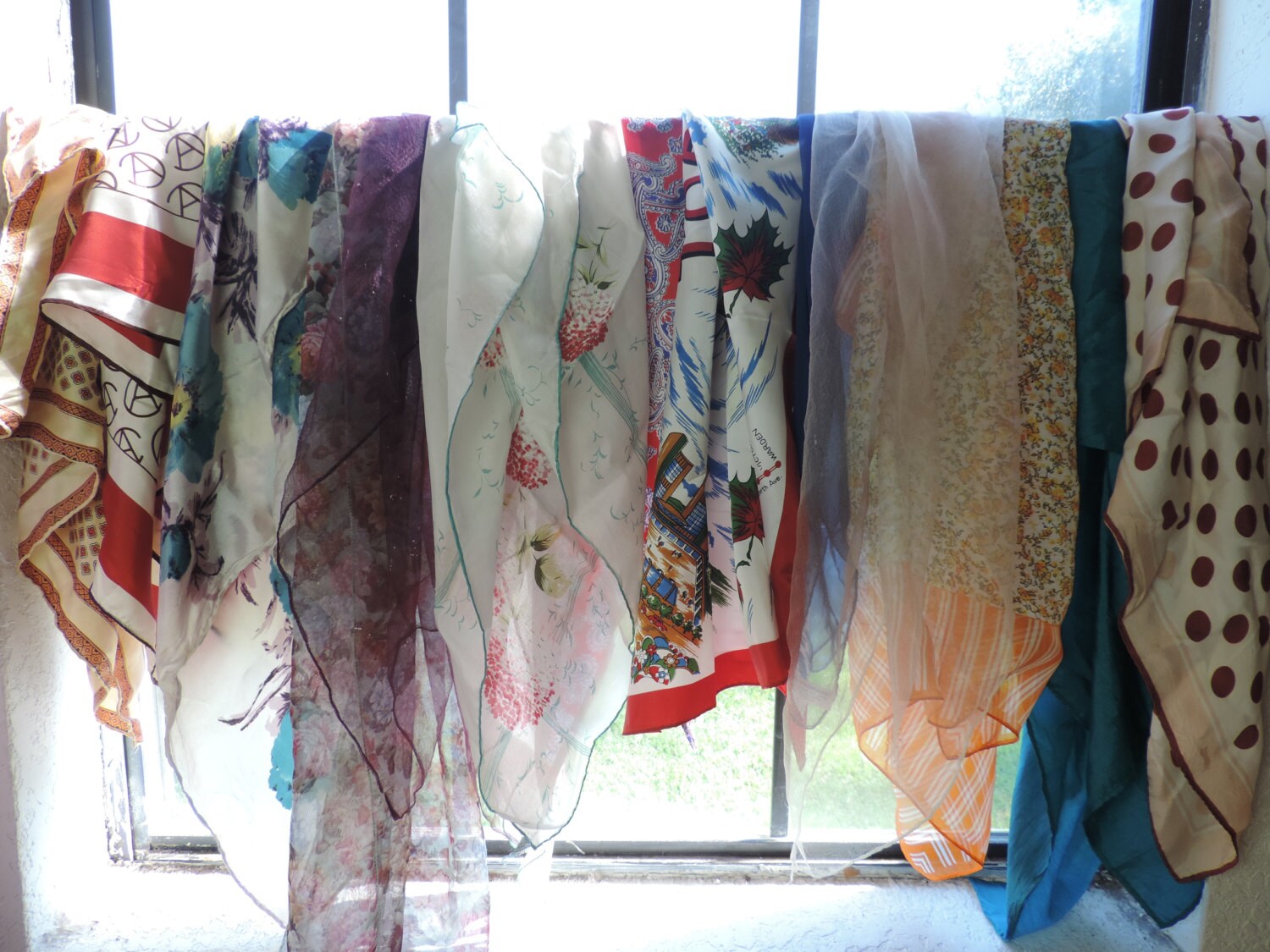 vintage scarf collection. 1950’s to 1970’s silk, poly, nylon / floral ...