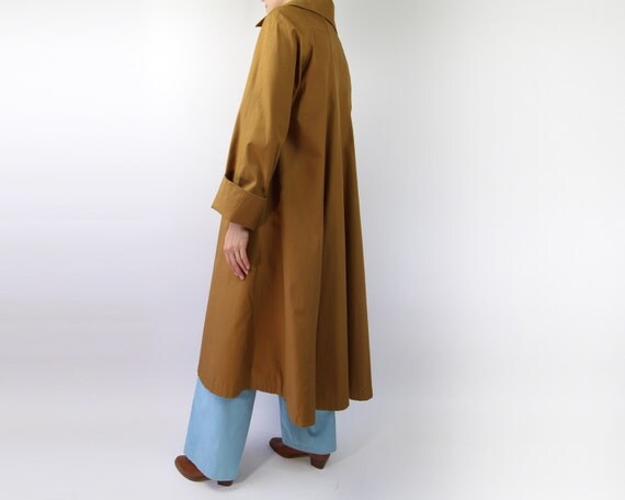 VINTAGE Raincoat 1970s Swing Coat Brown Jacket
