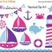 40% OFF SALE Nautical Clip Art Sail Boat by StripedElephants