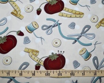 Sewing theme fabric | Etsy