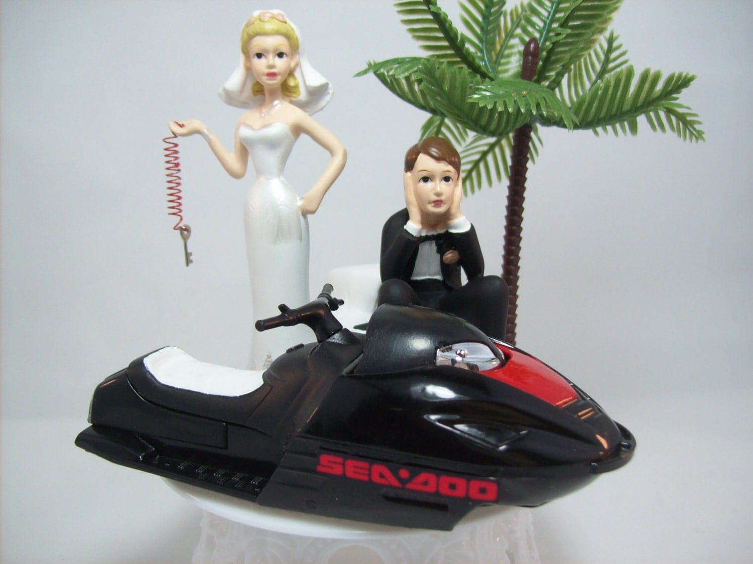 JET Ski WEDDING Cake TOPPER W/Die Cast Black Ski Sea Doo Wave