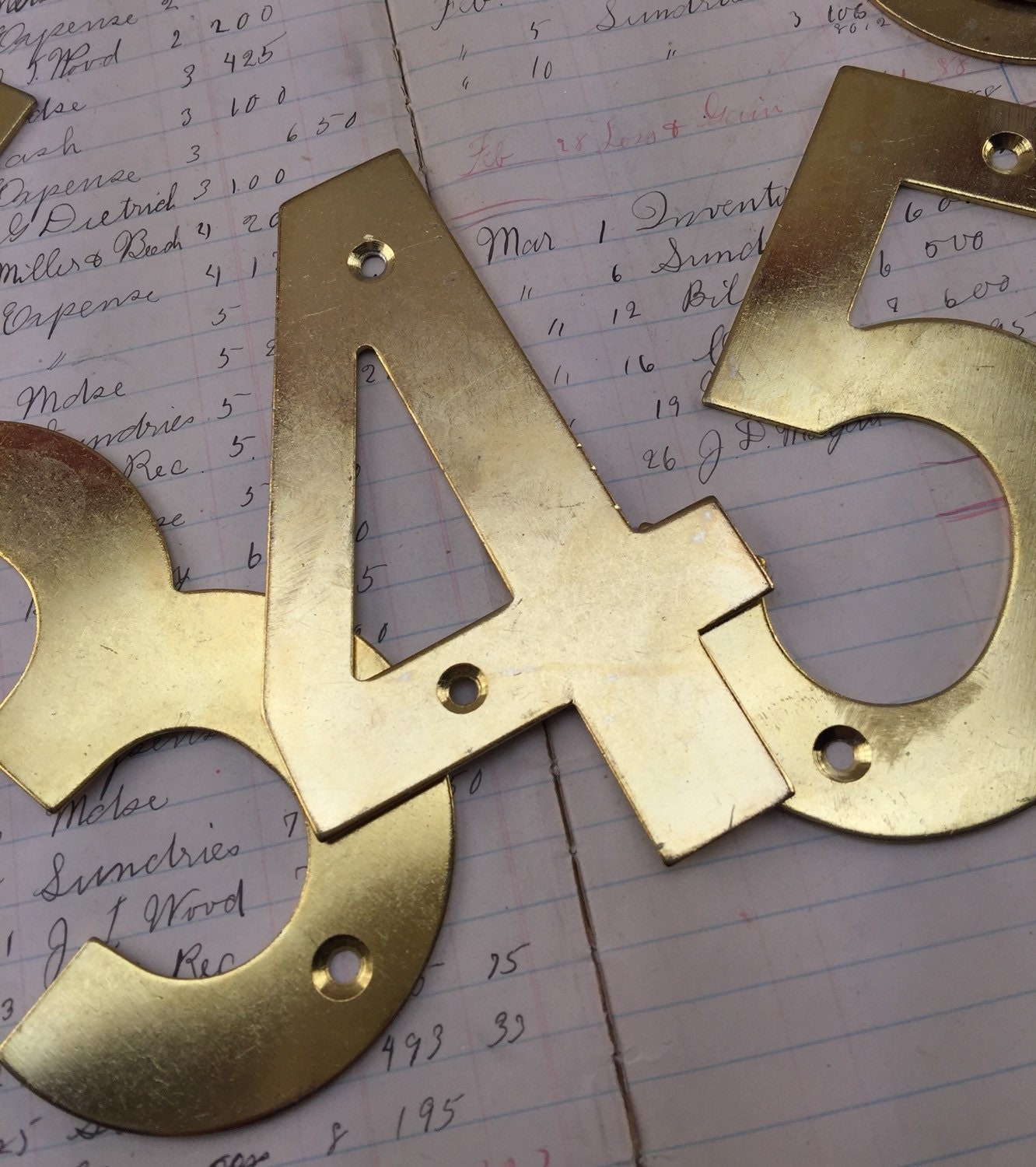 Vintage house numbers brass House Number salvaged address