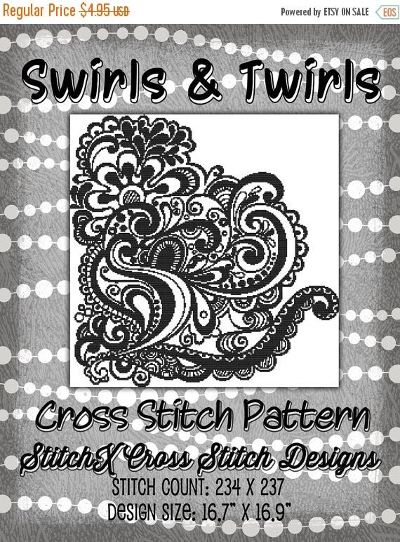ON SALE Swirls & Twirls Cross Stitch Pattern by StitchXCrossStitch