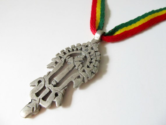 Ethiopian Cross Pendant Necklace Rasta Necklace by TSWAMI