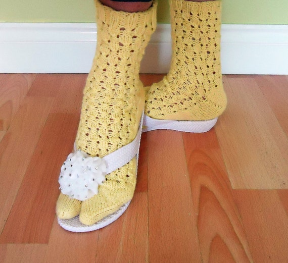 Lace Flip Flops Socks Women Split Toe Socks Japanesse Tabi