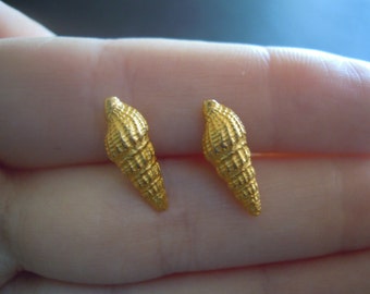 Gold shell earrings | Etsy