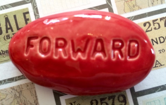 Items similar to FORWARD Pocket Stone - Ceramic - SCARLET Art Glaze ...