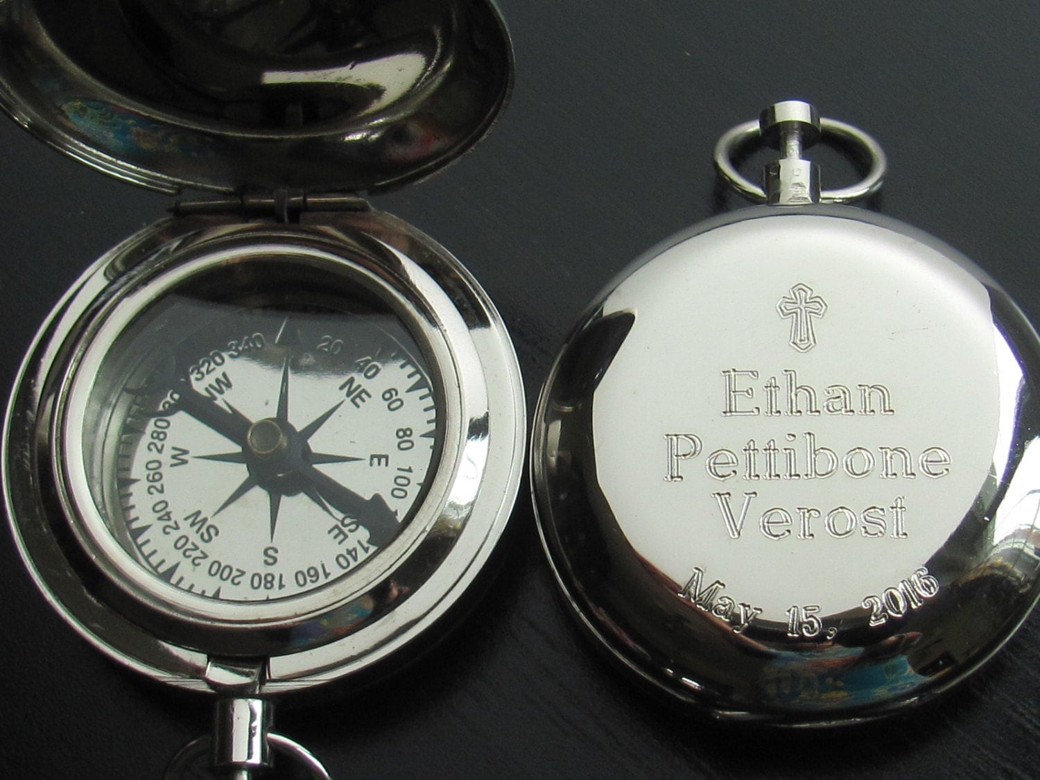 Engraved Silver Compass Long Distance Boyfriend Gift Custom