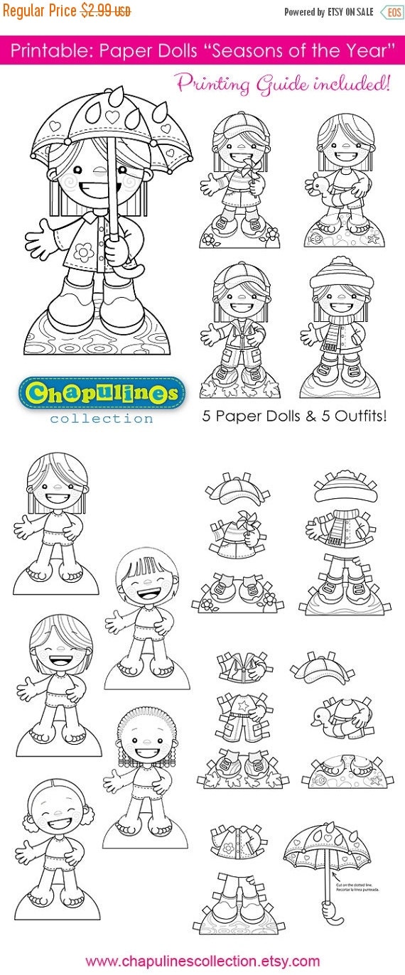 60% OFF Paper Dolls Printable Seasons of by ChapulinesCollection