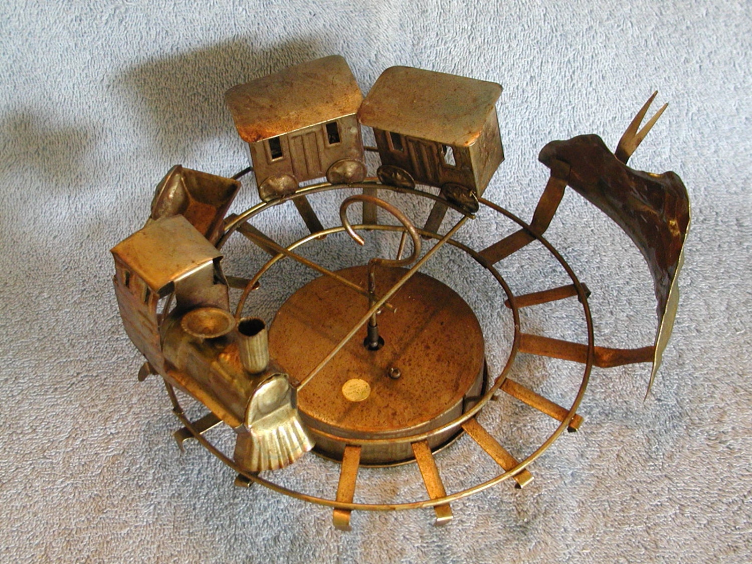 Music Box Metal Art Copper Train Carousel