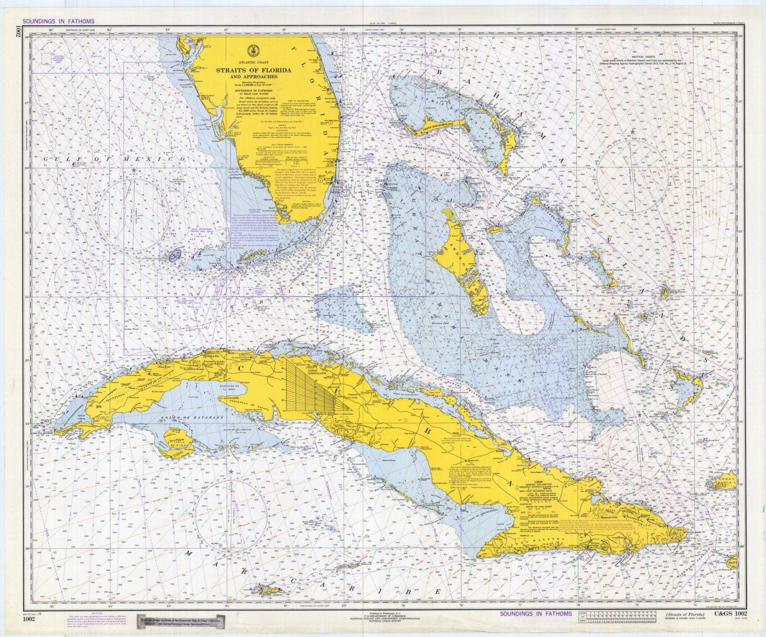 Straits of Florida and Approaches 1973 Nautical Map