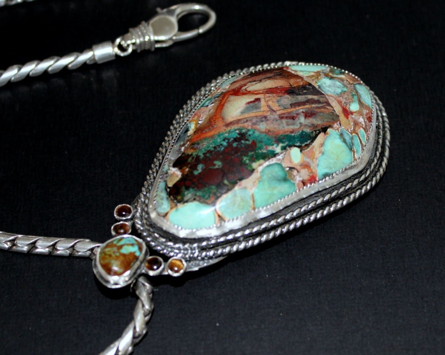 large turquoise pendant turquoise by MyFascinationStreet on Etsy