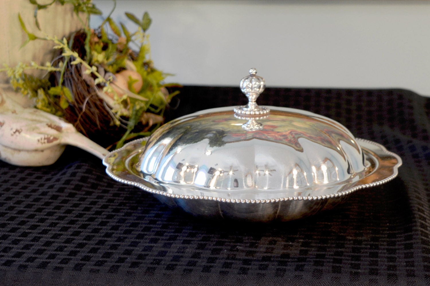 Vintage Silver Plate Covered Serving Dish – Round Scalloped Dish ...