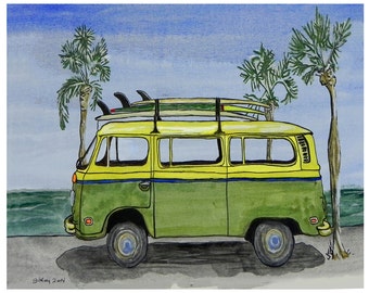 Surf van print | Etsy