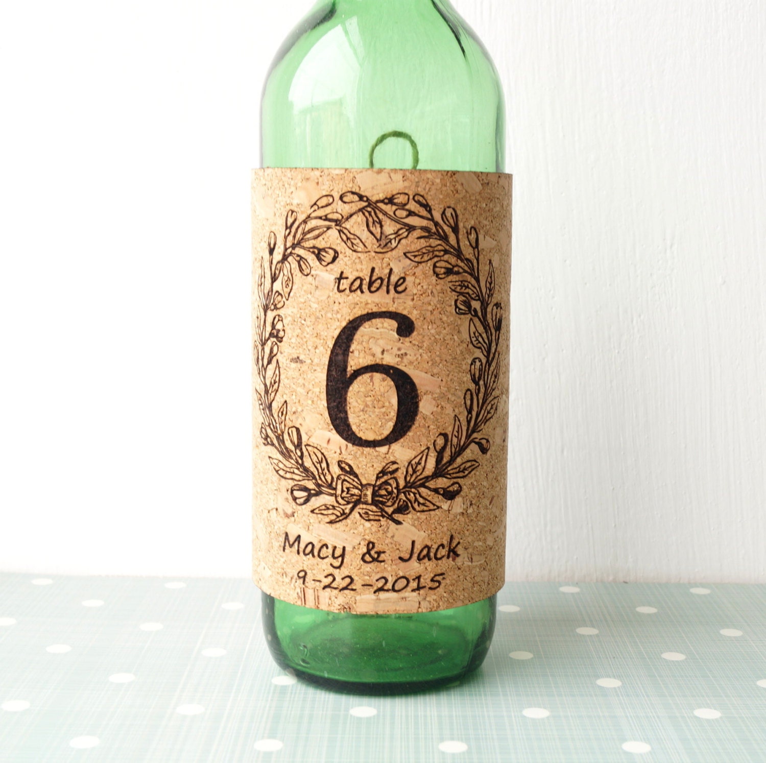 Table numbers wine bottle labels rustic cork personalized