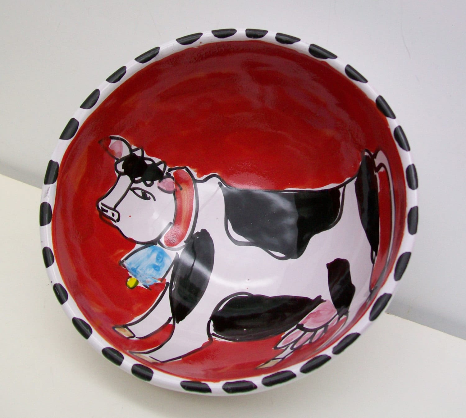 Vintage Art Pottery Cow Bowl Made in Italy 6″ Cereal Soup Serving Dish ...