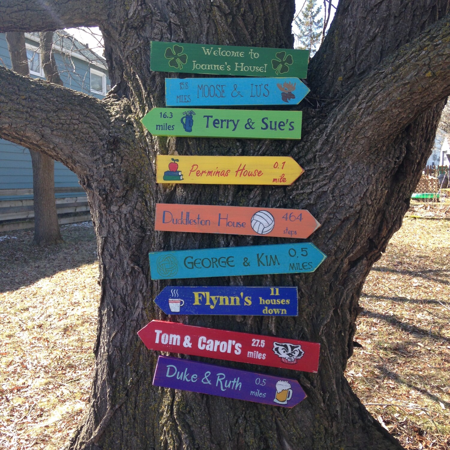 9 Pack Custom Wooden Directional Signs