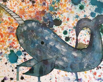 Narwhal painting | Etsy