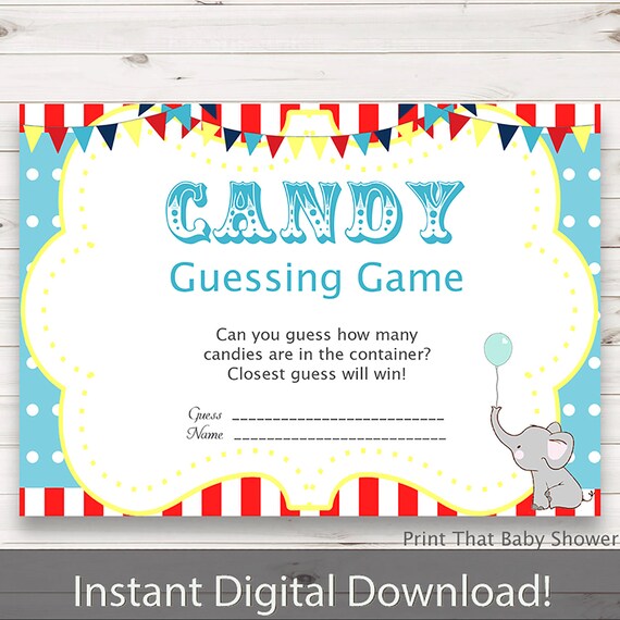 Baby Shower Games Candy Guessing Game Circus Baby Shower Circus 