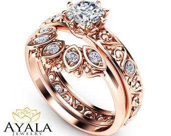 Ayala Jewelry Unique Engagement Ring Rose Gold by AyalaDiamonds