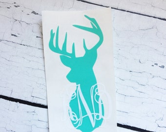 Items similar to Deer Antler Monogram Car Window Decal | Initials Car ...
