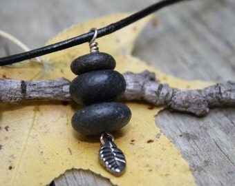 Lake Superior jewelry Basalt stone earrings by WoodlandInspiration