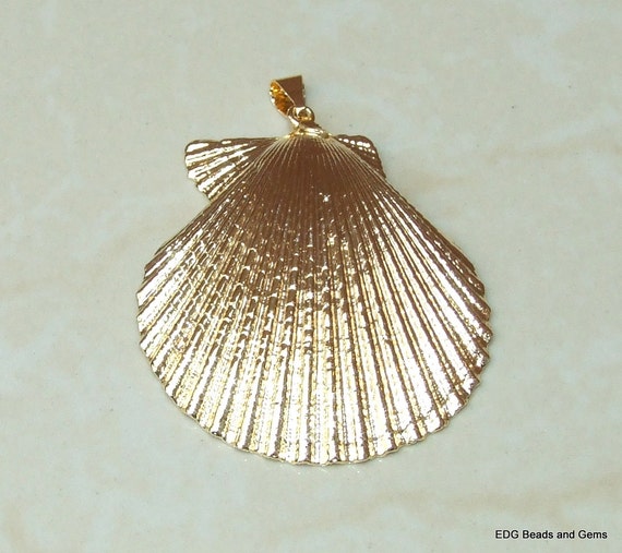Large Seashell 24K Gold Plated Natural Sea Shell Pendants